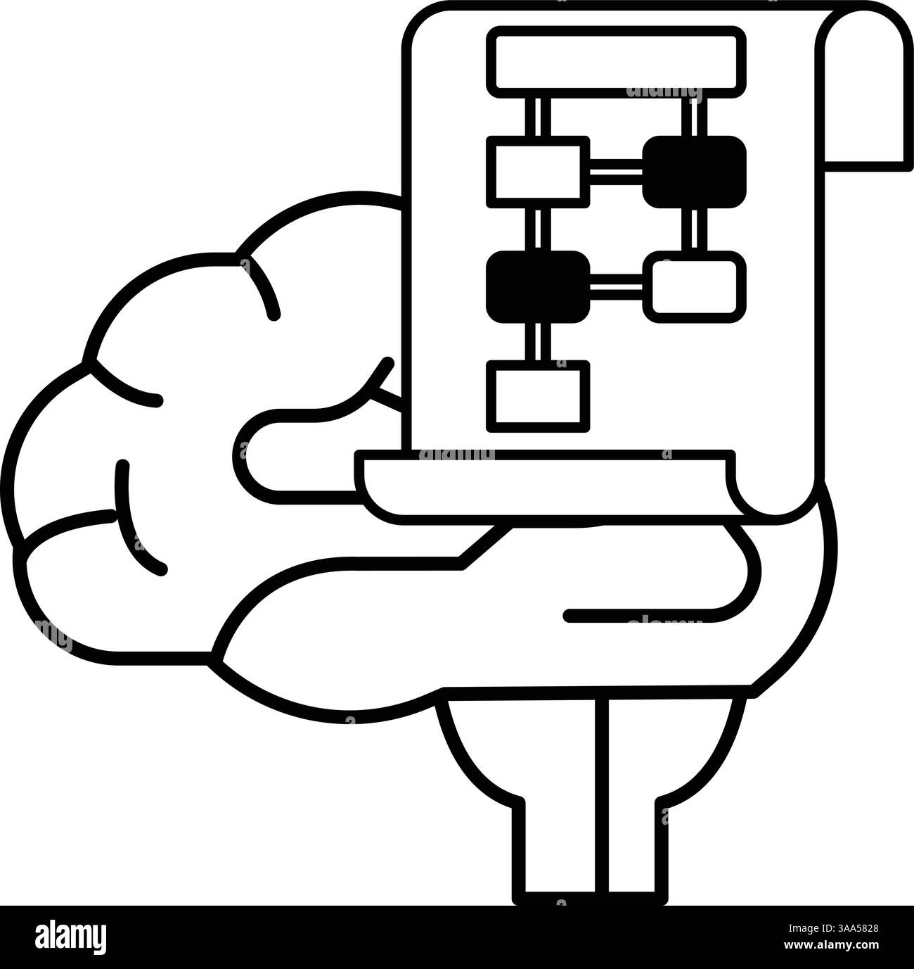 A brain holding a piece of paper with a diagram on it Stock Vector ...