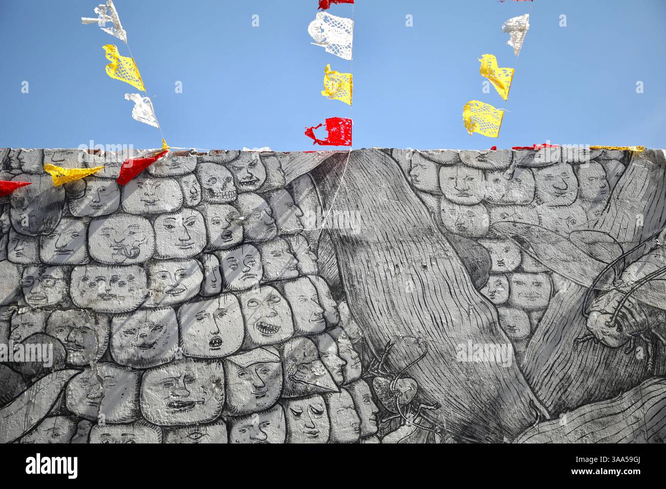 Street art murals are seen in the Xanenetla district of Puebla, Mexico ...