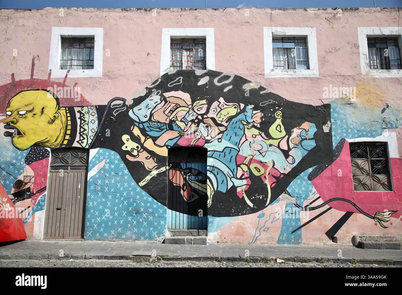 Street art murals are seen in El Alto district of Puebla, Mexico ...