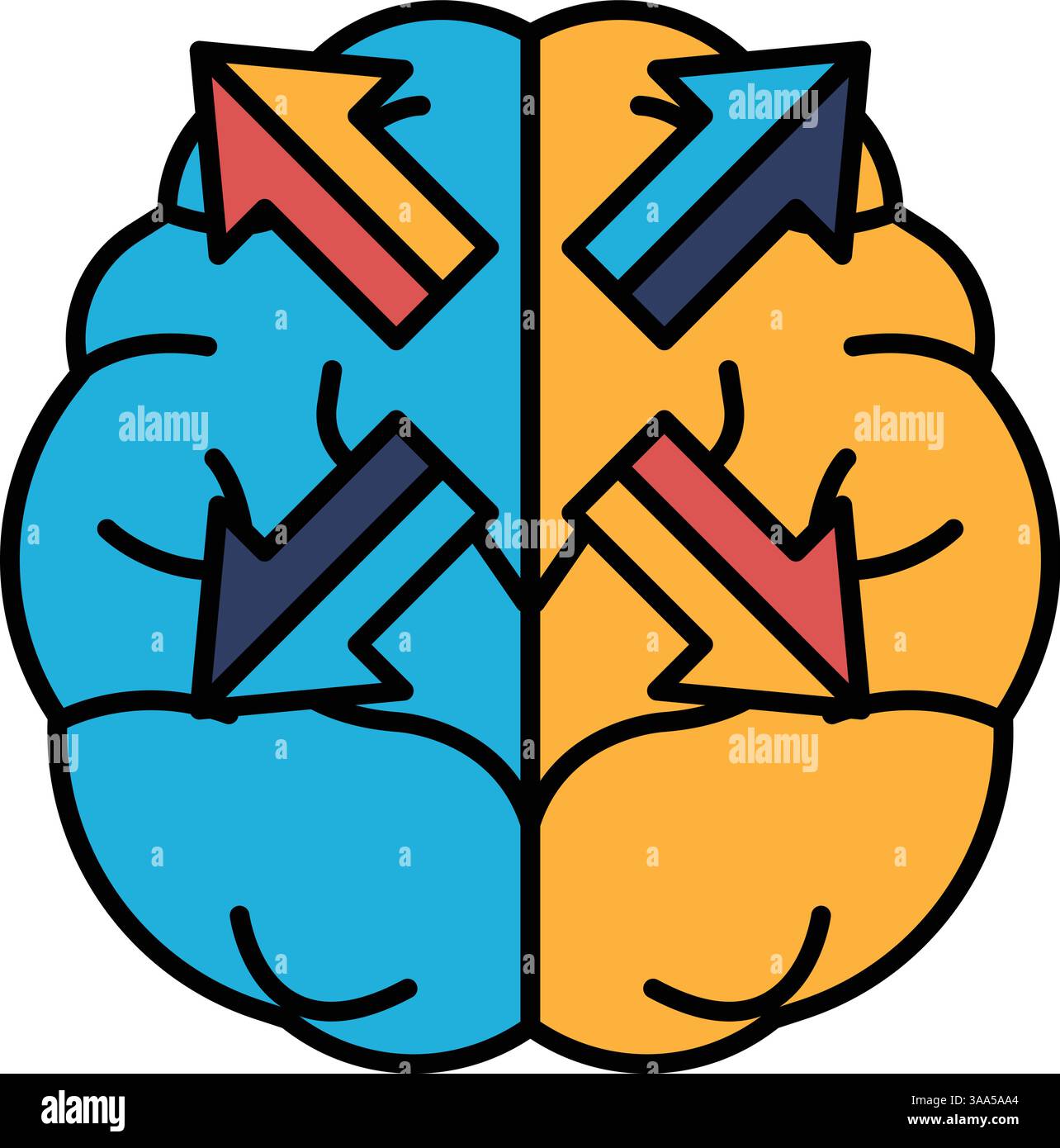 A brain with two arrows pointing in different directions. The arrows ...
