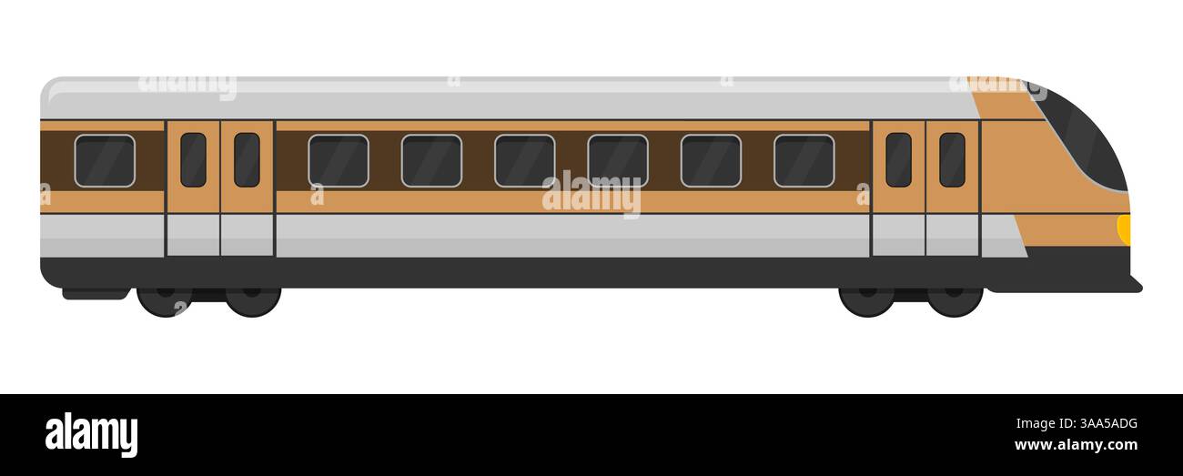 Stylish graphic of a modern train with orange and gray color scheme ...