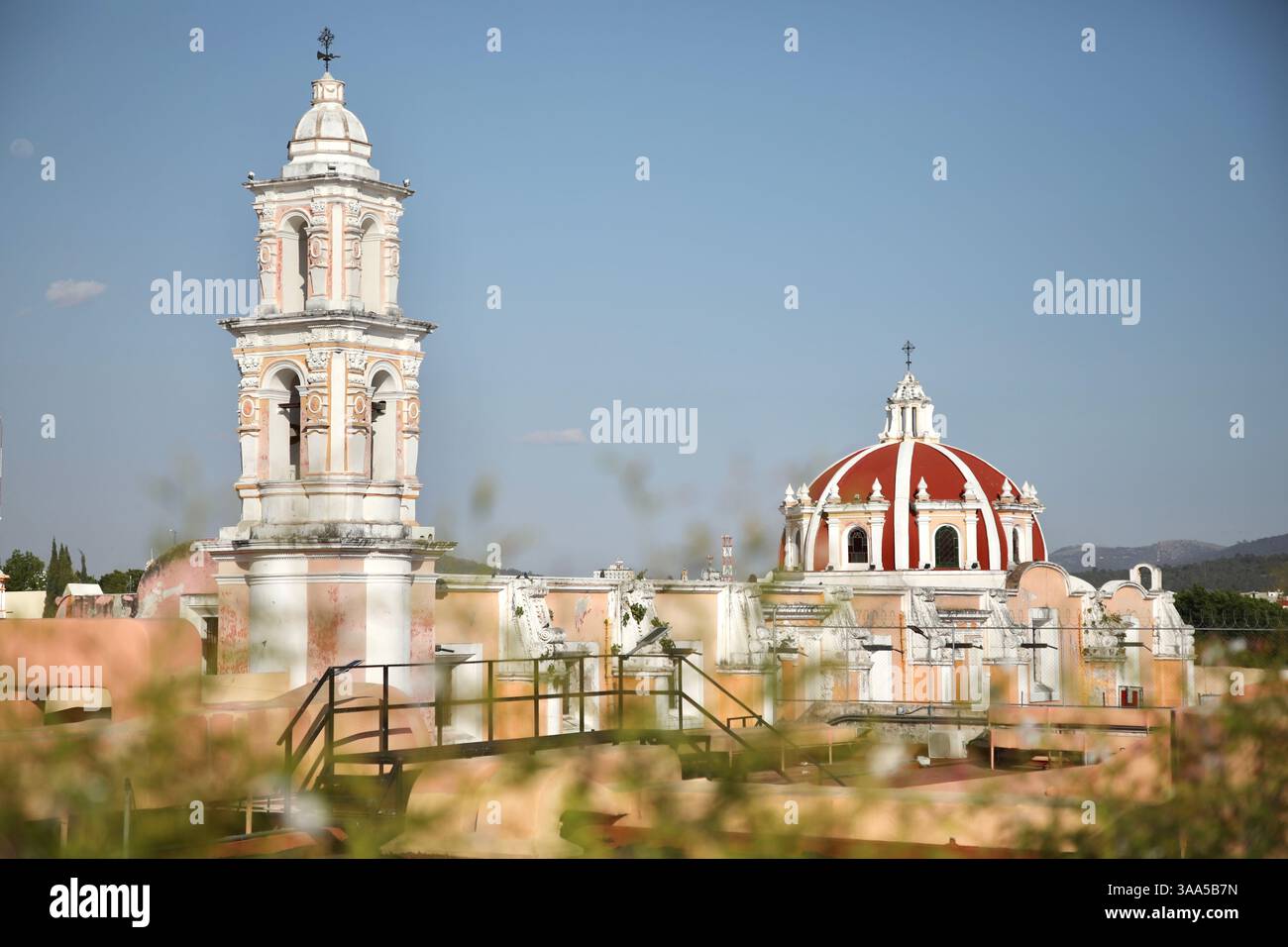 The historic center of Puebla in Mexico is seen from Amparo museum's ...