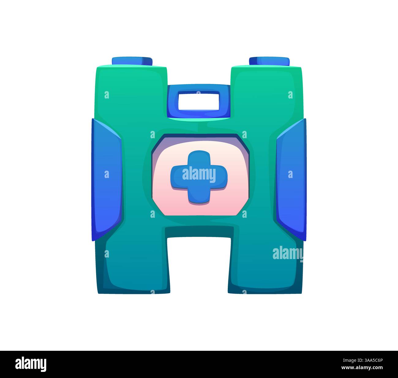 Healthcare font typeface, first aid box letter H. Medical English ...