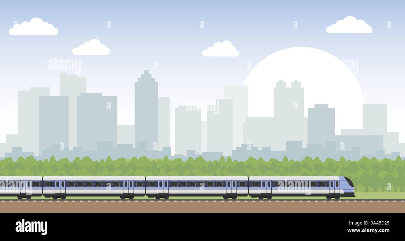 A colorful pixel art scene depicting a train moving swiftly through a ...