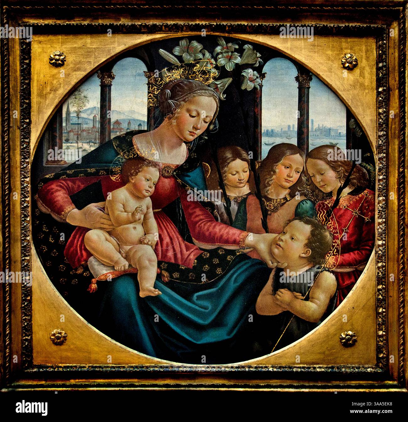 Virgin and Child with the Infant Saint John the Baptist and Three Angels by Domenico GHIRLANDAIO ...