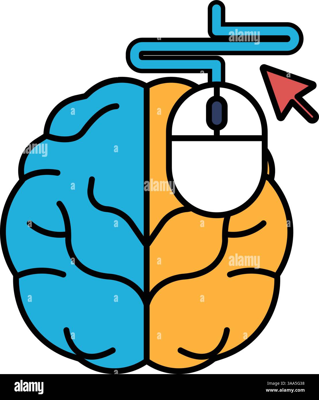 A brain with a mouse cursor on it. The mouse cursor is pointing to the ...