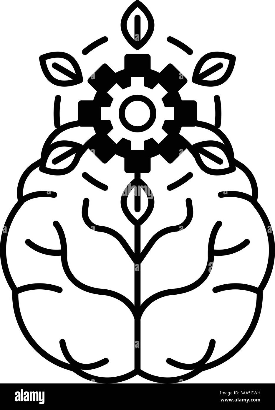 A brain with a gear in the middle Stock Vector Image & Art - Alamy
