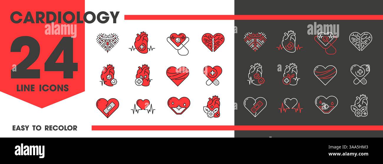 Heart cardiology line icons for cardio healthcare, medicine or medical ...