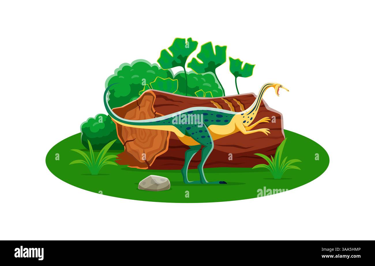 Elmisaurus cartoon prehistoric dinosaur character, genus of theropod ...