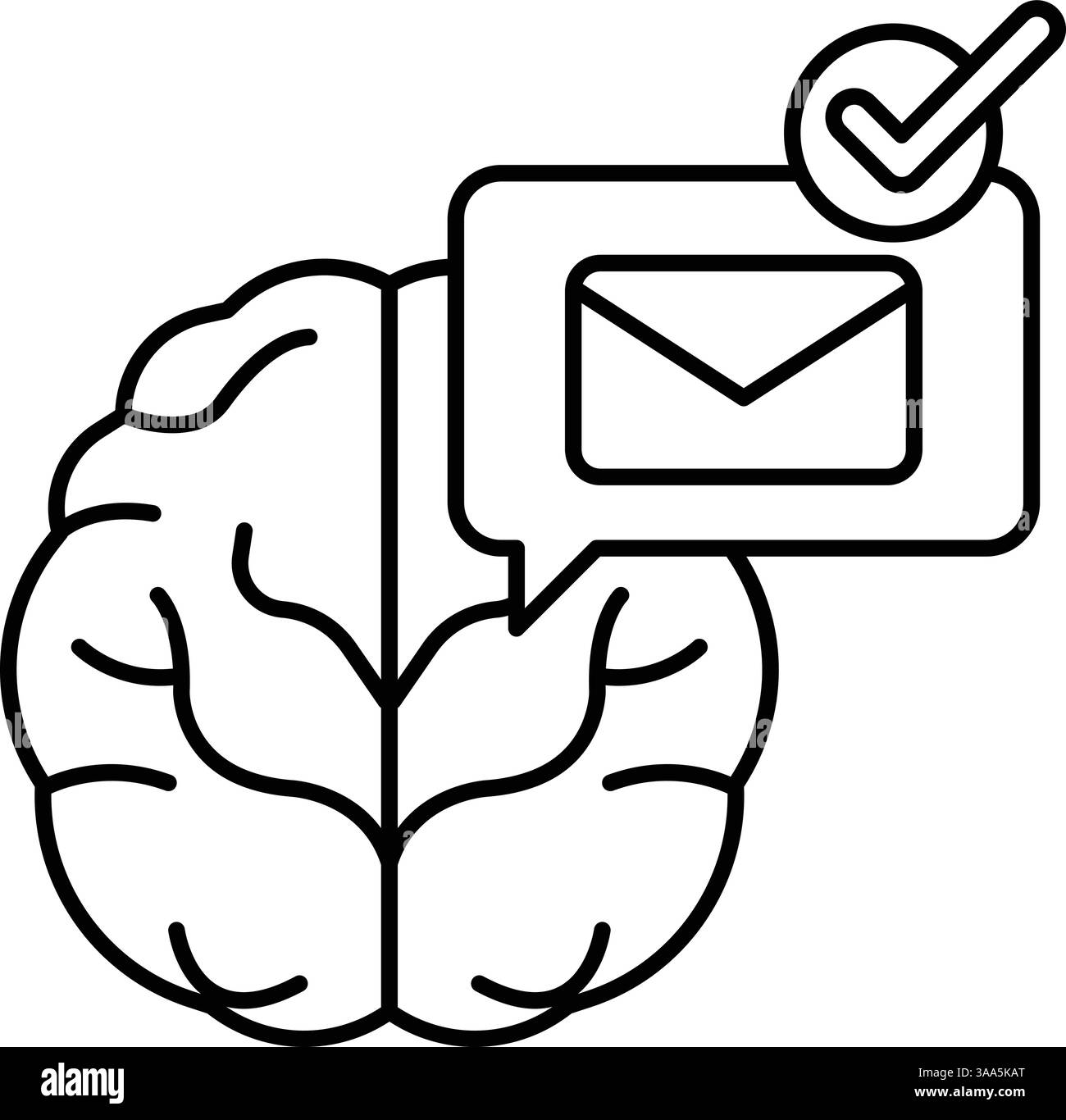 A brain with a check mark on it and an envelope next to it Stock Vector ...