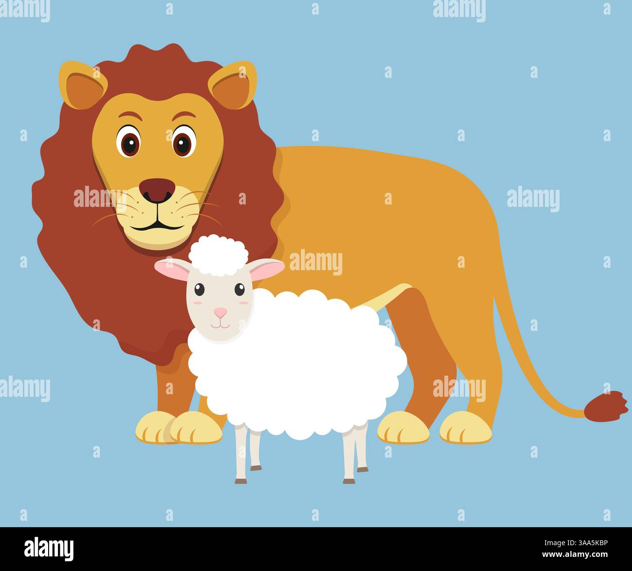 A playful cartoon of a lion and a sheep, perfect for illustrating ...