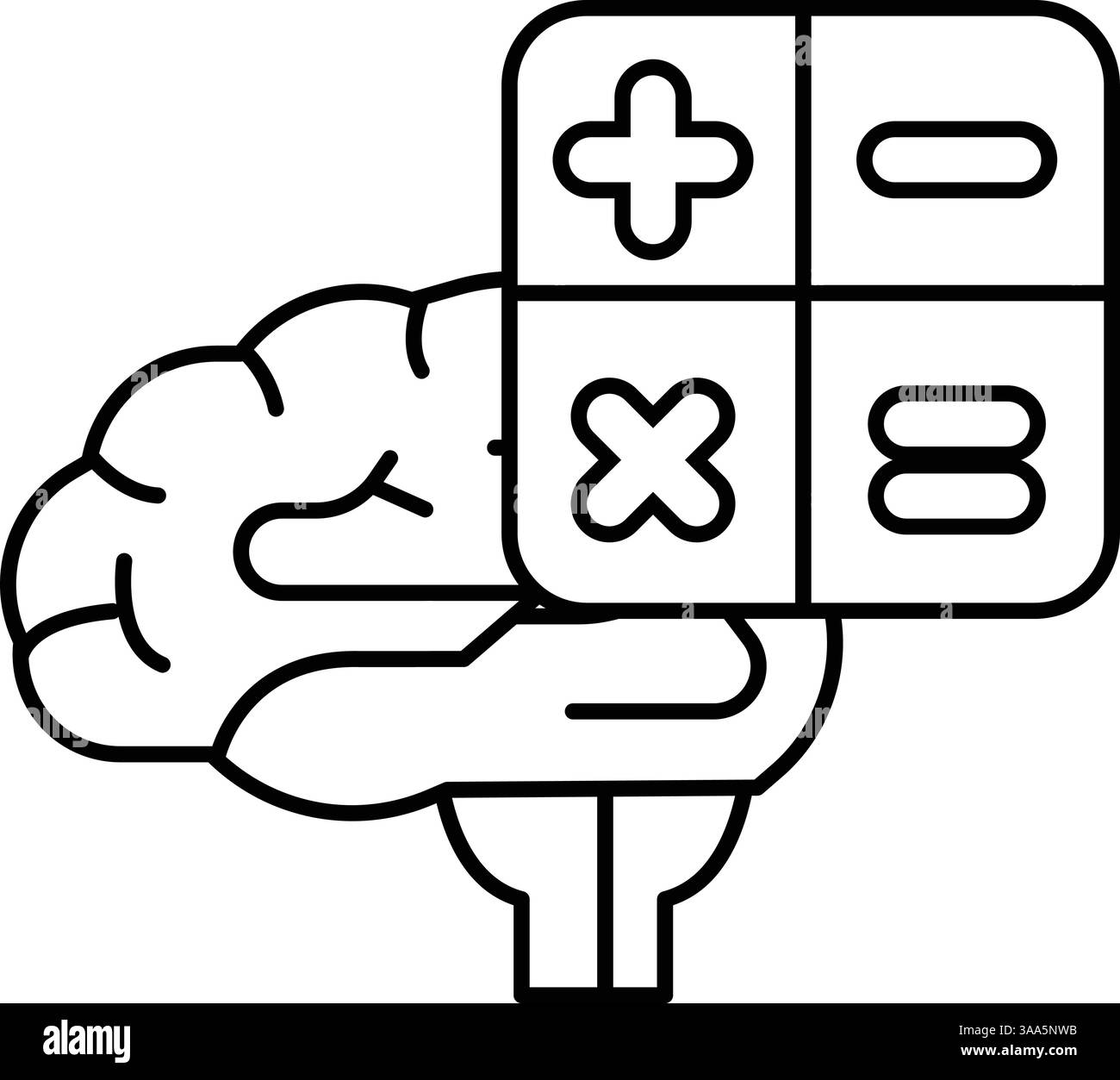 A brain with a outline with a plus sign in the middle Stock Vector ...