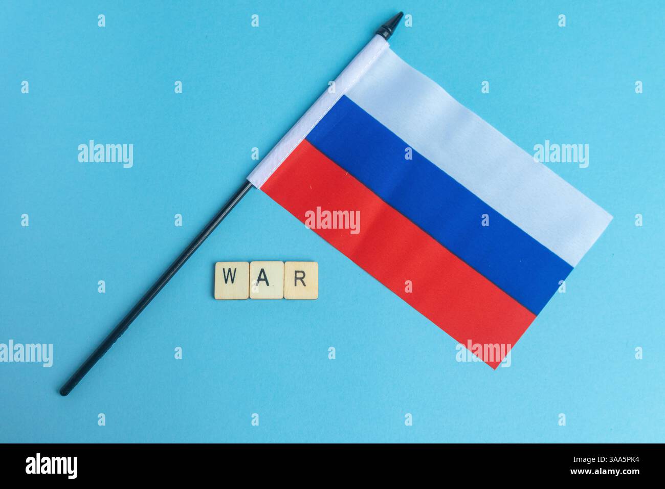 The National Flag of The Russian Federation, along with a sign reading ...