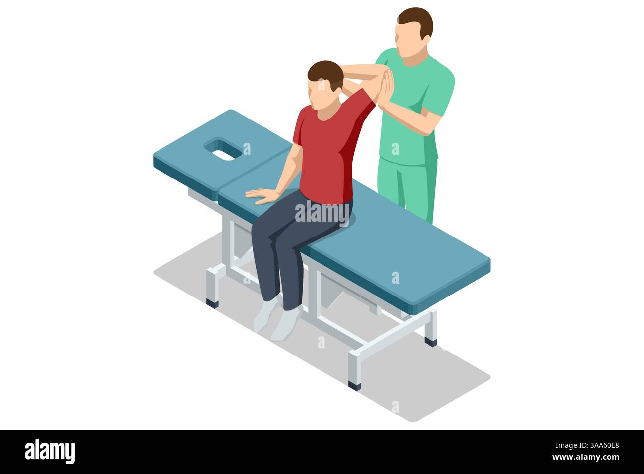 Isometric vector illustration of a therapist performing physiotherapy ...