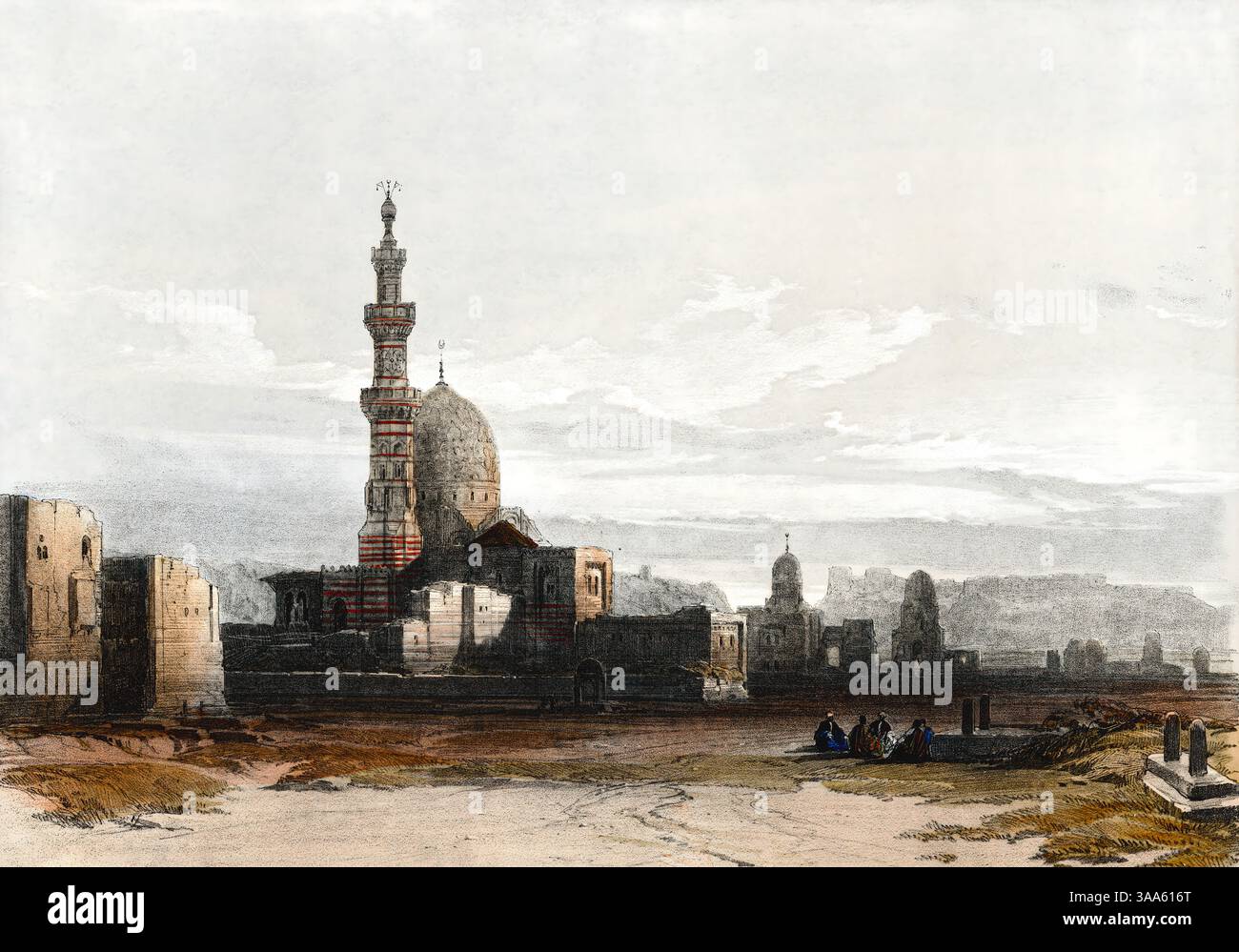 Tombs of the Caliphs, Cairo – Mosque of Ayed Bey by David Roberts, c ...