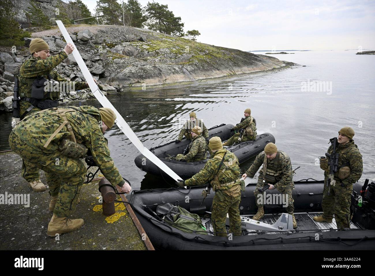 The drone that landed in the sea is brought back to shore at during a ...