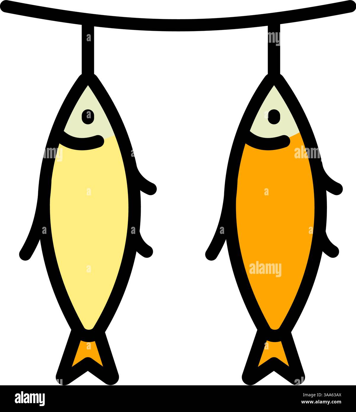 Dried salted fish icon. Catch seafood symbol. Vector logo sign ...