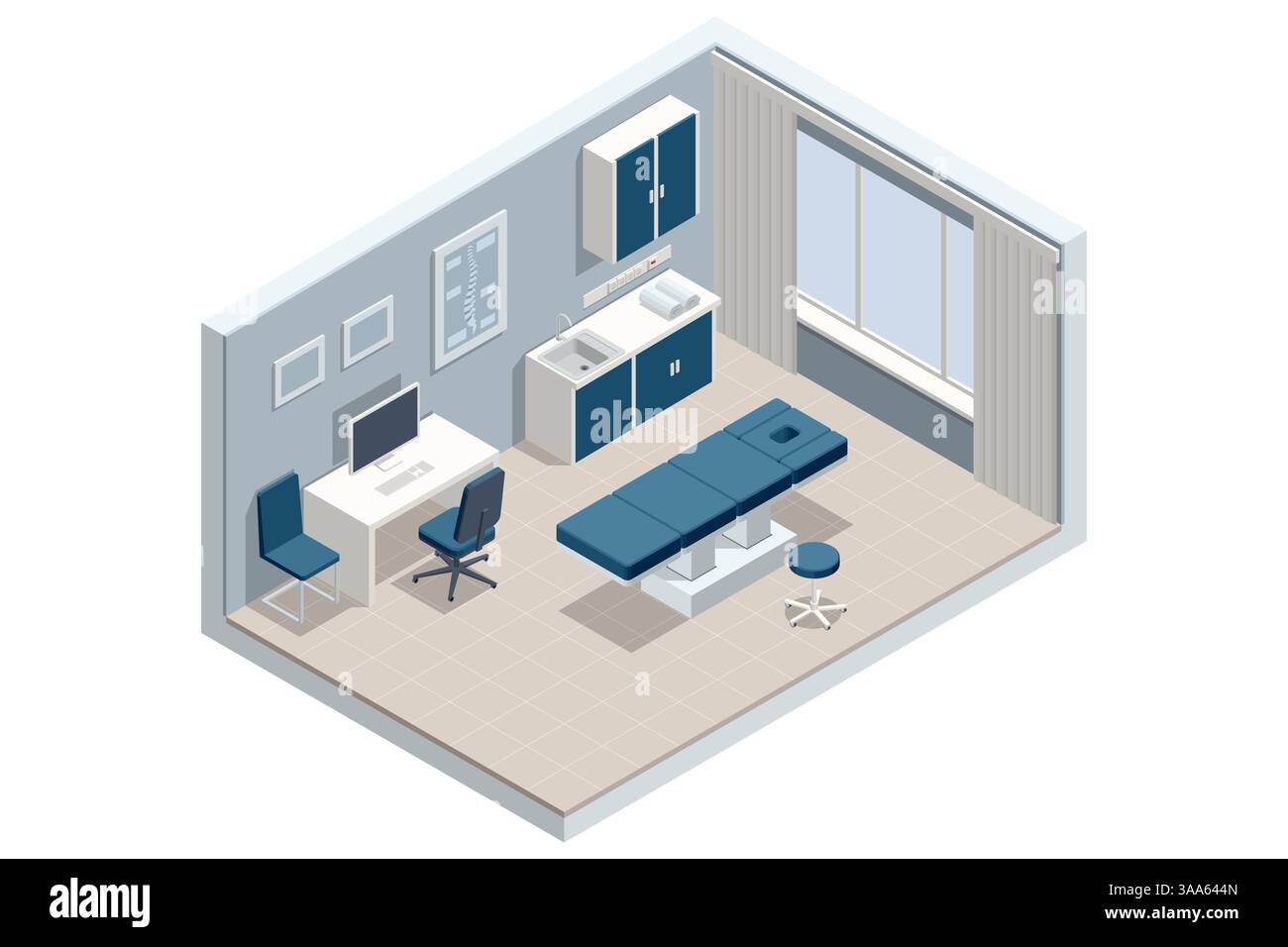 Isometric vector illustration of a modern massage and rehabilitation ...