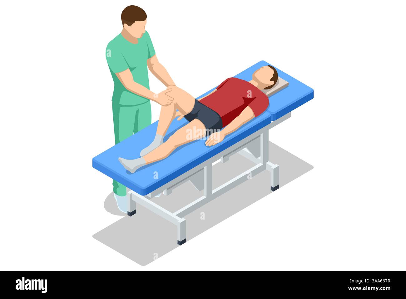 Isometric vector image of a massage therapist providing leg and knee ...