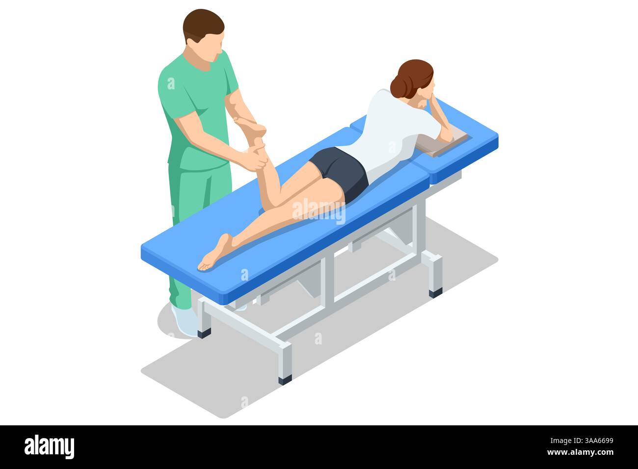 Isometric vector illustration showing a therapist massaging the foot ...