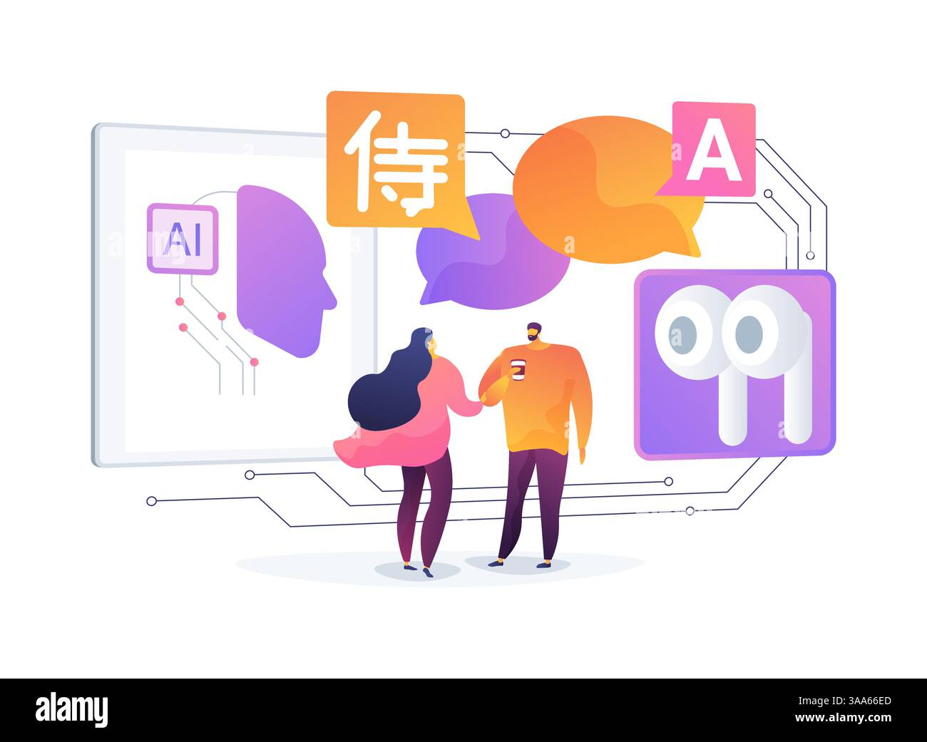AI Real-Time Translation Earbuds abstract concept vector illustration ...