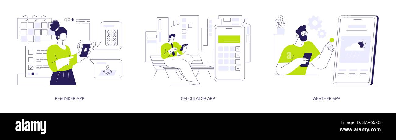 Utility mobile apps abstract concept vector illustrations Stock Vector ...