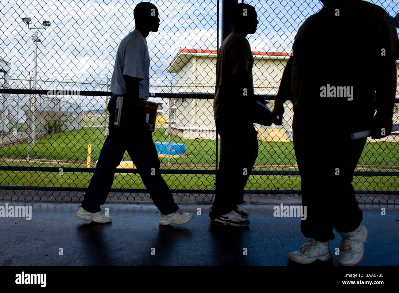 Sep 18, 2006; Angola, LA, USA; Inmates walk through a breezeway at the ...