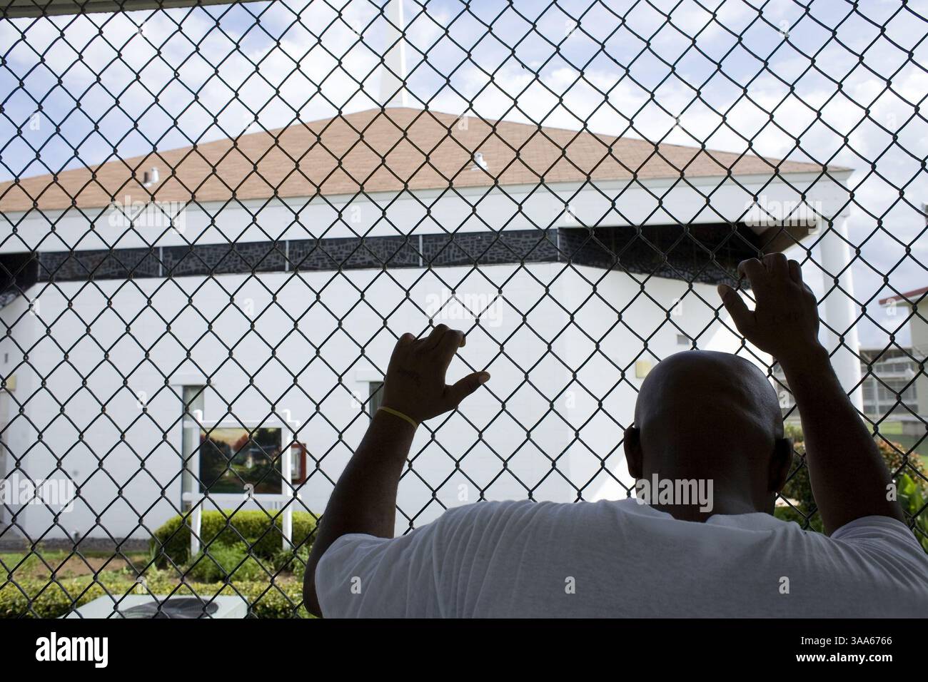 Sep 18, 2006; Angola, LA, USA; An inmate stands outside of the chapel ...