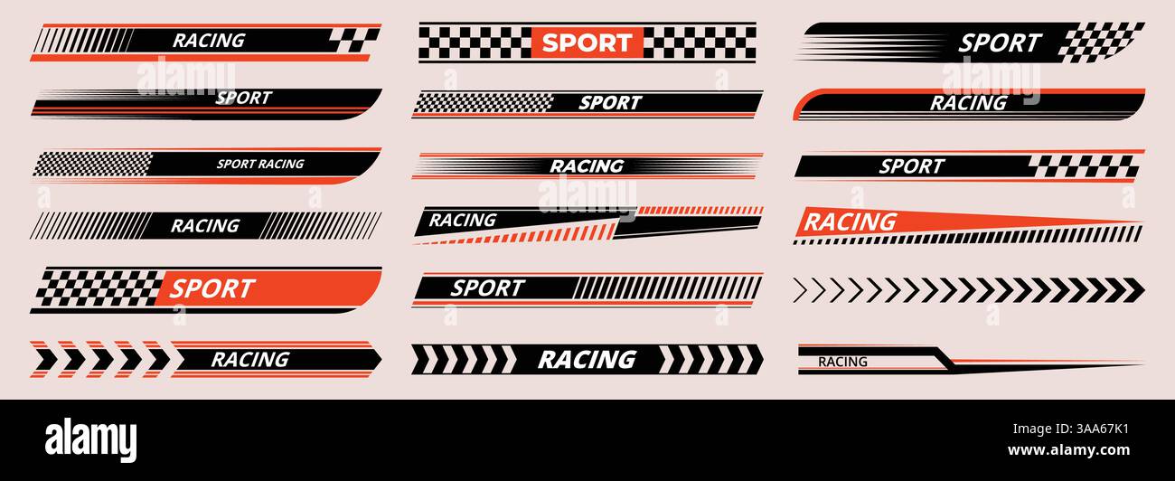 Sports racing stripes. Sports car, moto, boat stickers. Striped vehicle ...