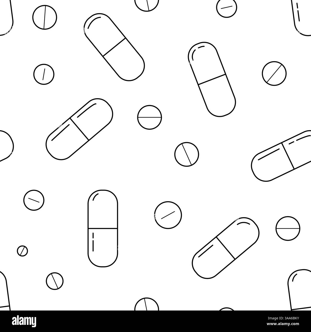 Medical pills seamless pattern. Outline pills background. Pills and ...