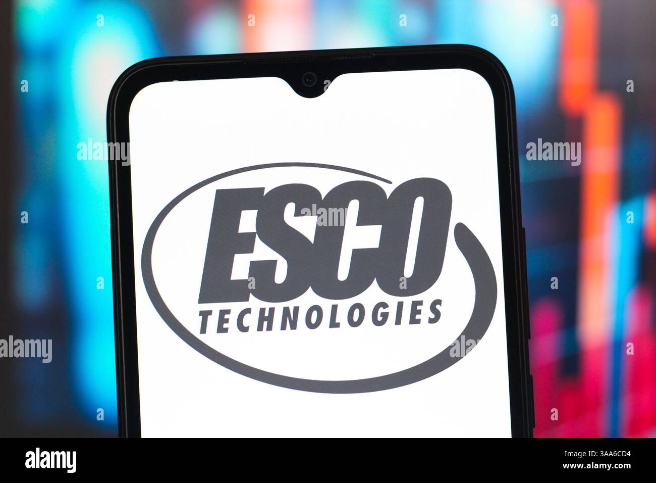 In this photo illustration, the ESCO Technologies logo is seen ...