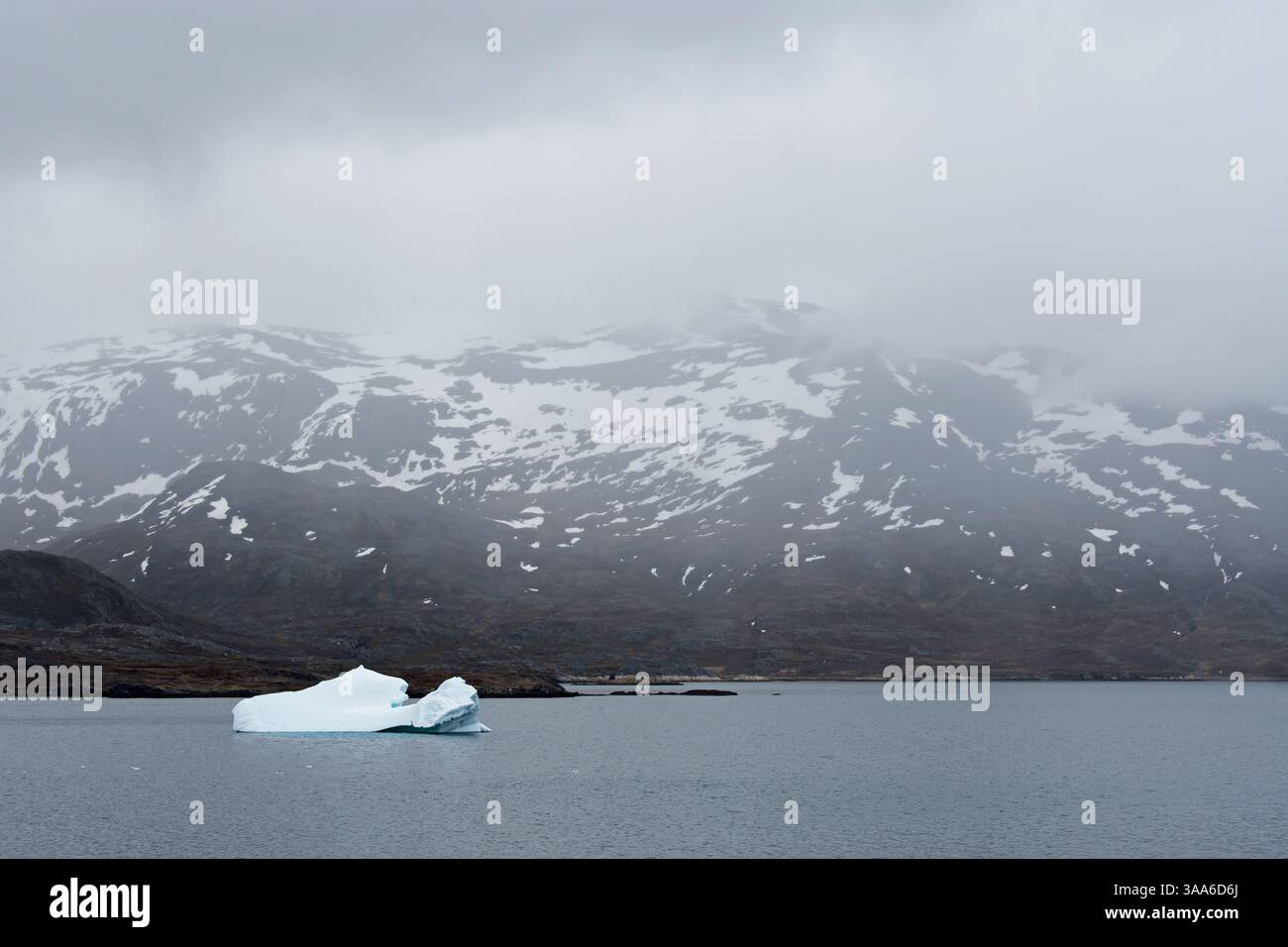 Bright blue iceberg floating in the freezing waters of Arsuk Fjord ...