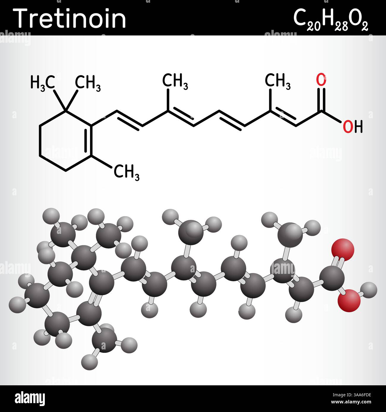 Tretinoin, ATRA molecule. All-trans retinoic acid used in dermatology ...