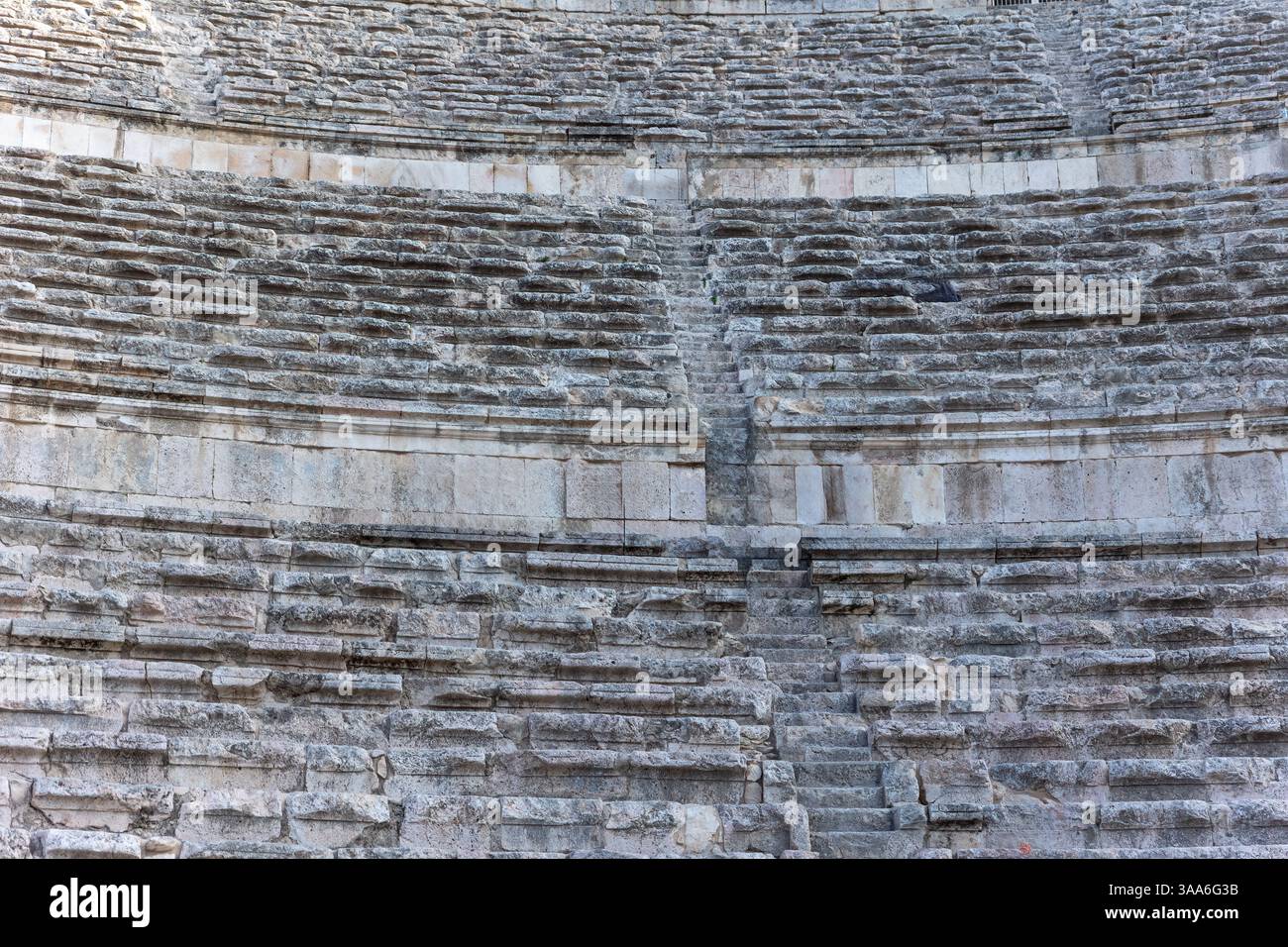 Stairs of the ancient amphitheater in Amman closeup. Jordan ...