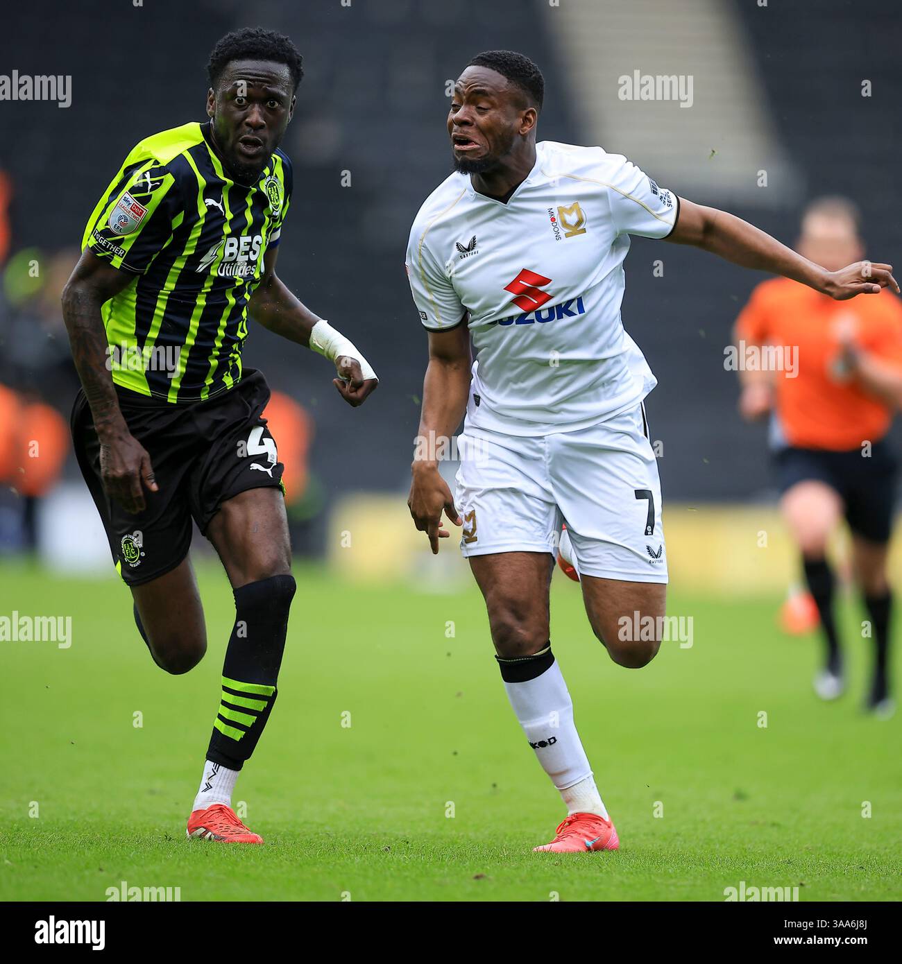 Milton Keynes Dons Forward Jonathan Leko (7) Under Pressure from ...