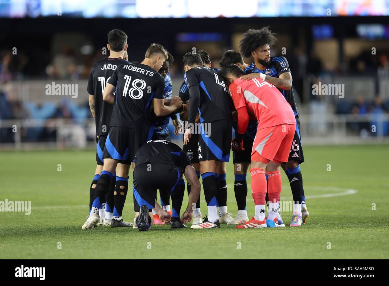 March 29, 2025, San Jose, California, U.S: The Quakes team huddle ...