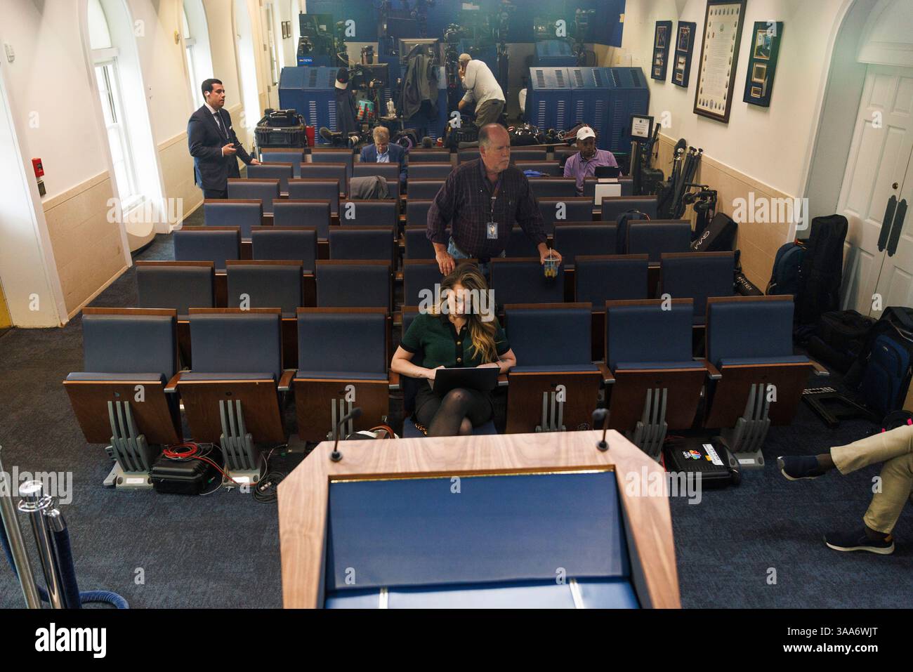 The James Brady Briefing Room of the White House in Washington DC is ...