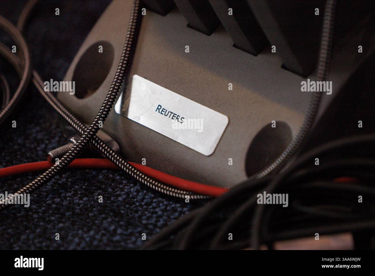 Washington, United States. 31st Mar, 2025. A nameplate marks the ...