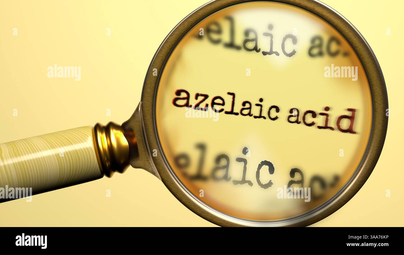 Azelaic Acid under magnifying glass. Thorough analysis and inspection ...
