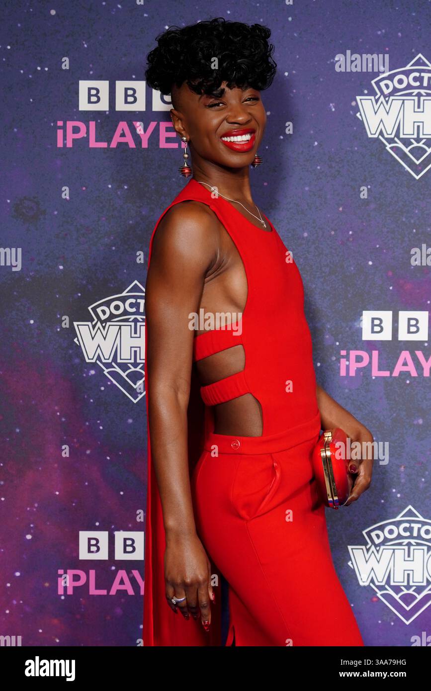 Miriam-Teak Lee attending the premiere of Doctor Who season two, at the Odeon Luxe West End ...