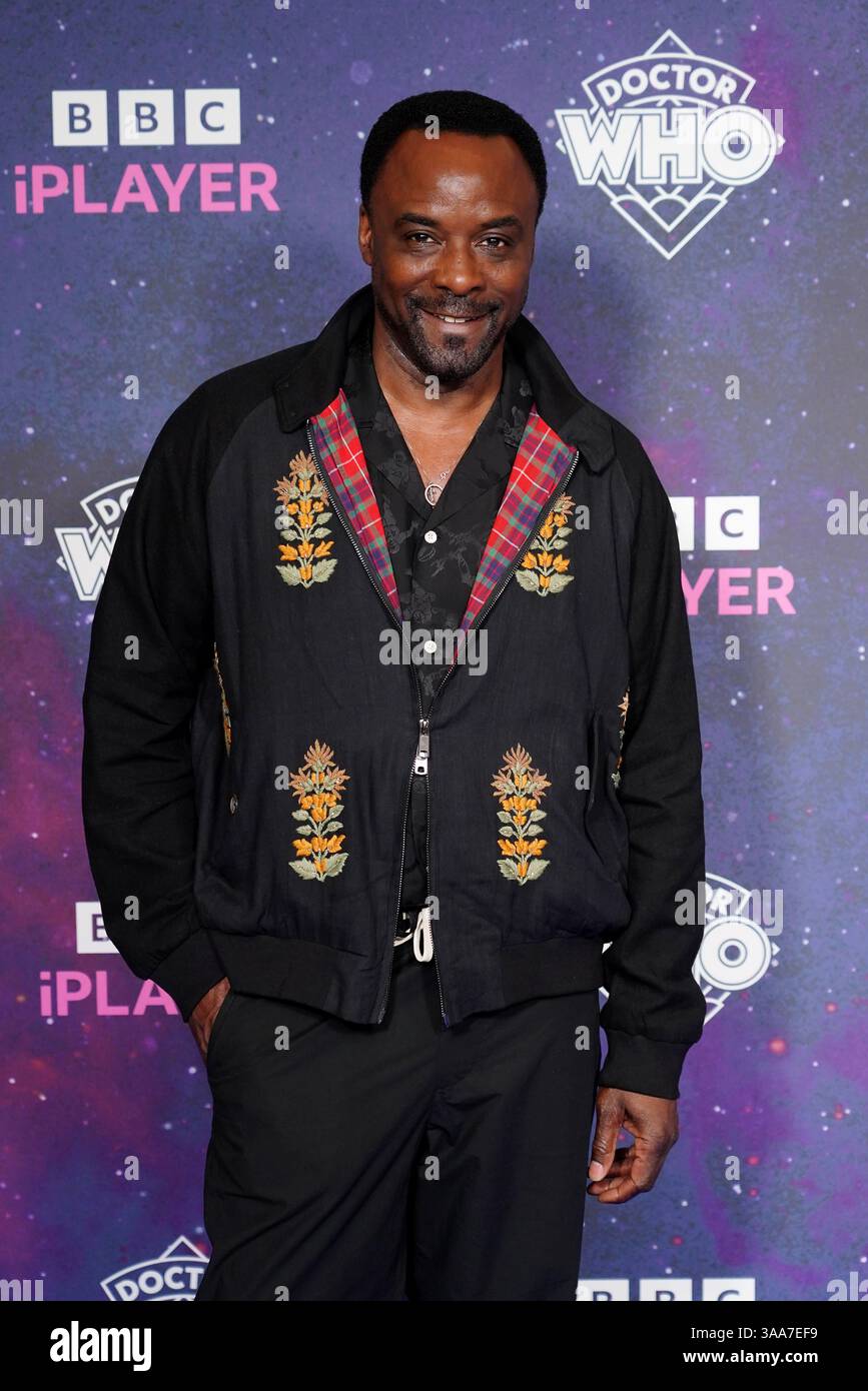 Ariyon Bakare attending the premiere of Doctor Who season two, at the ...