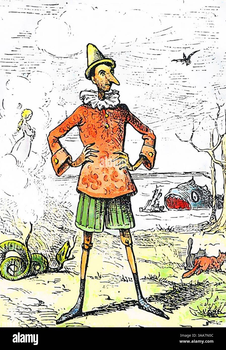 Pinocchio. Illustration of Pinocchio by Enrico Mazzanti from an ...