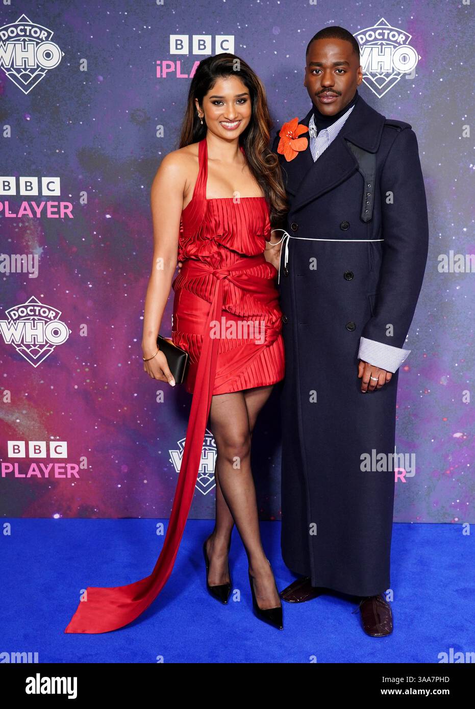 Varada Sethu (left) and Ncuti Gatwa attending the premiere of Doctor Who season two, at the ...