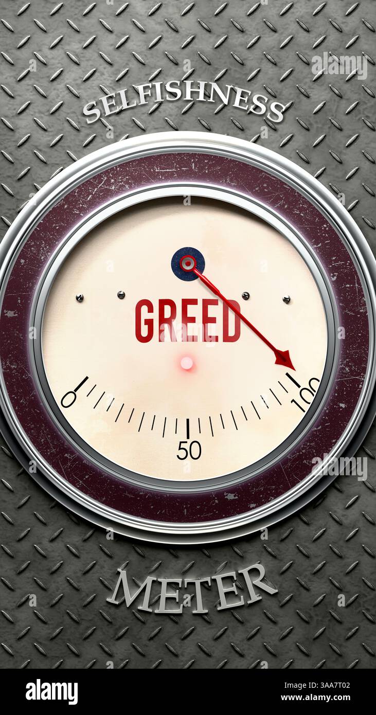 Greed and Selfishness that is hitting a full scale, showing a very high ...