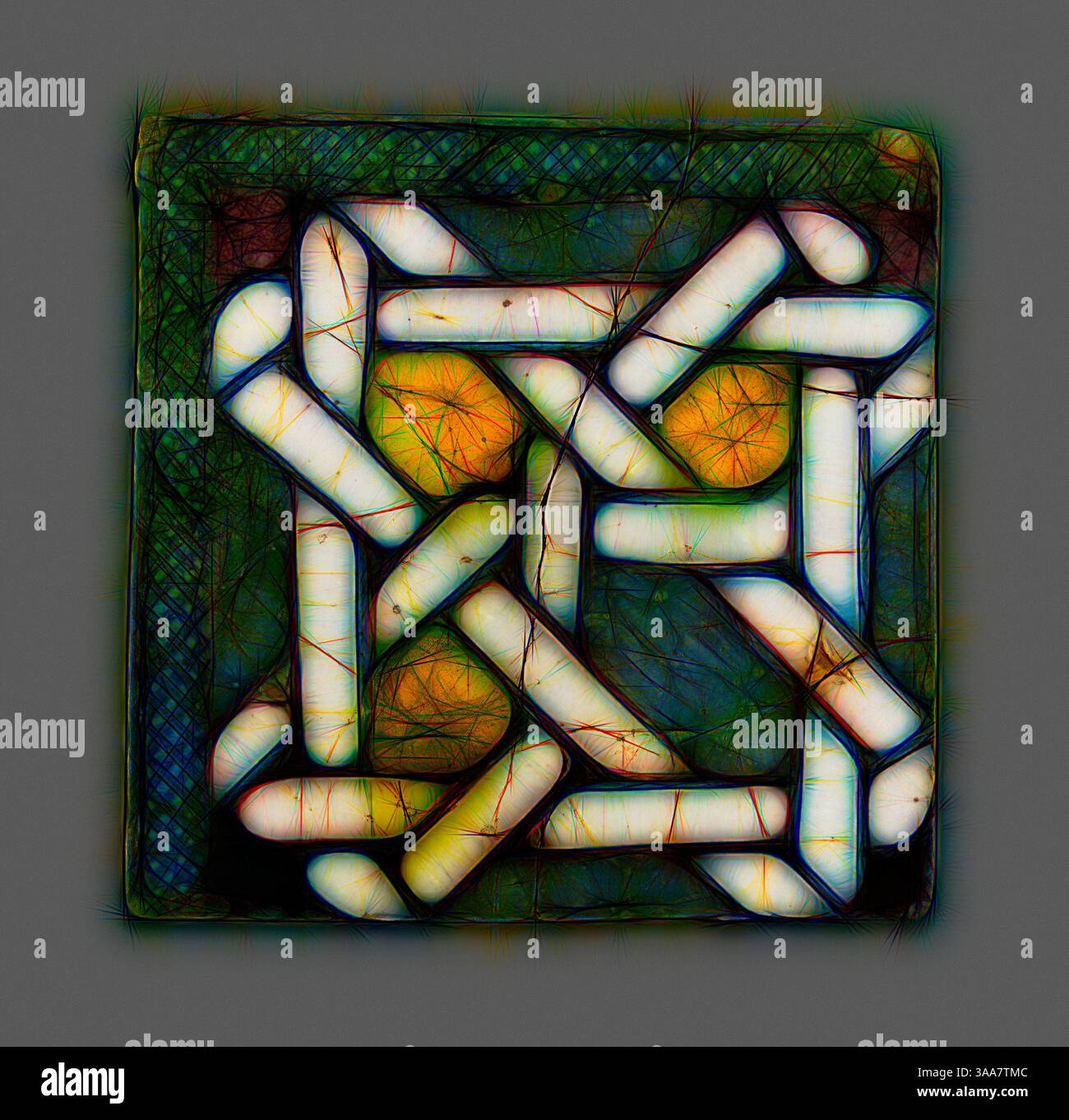 An abstract geometric arrangement of intertwining shapes and vibrant ...