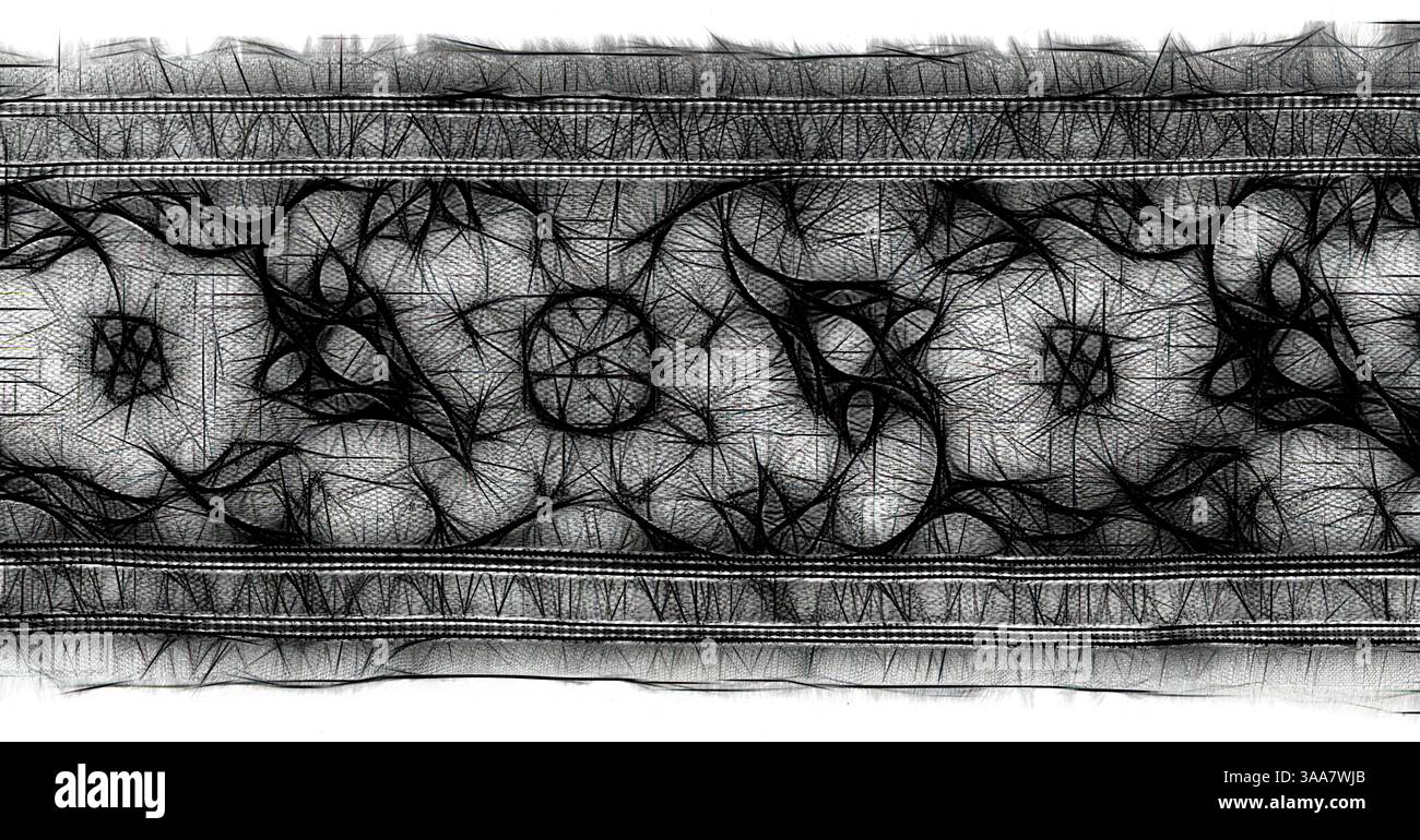 An intricate pattern featuring delicate, intertwining lines and shapes ...