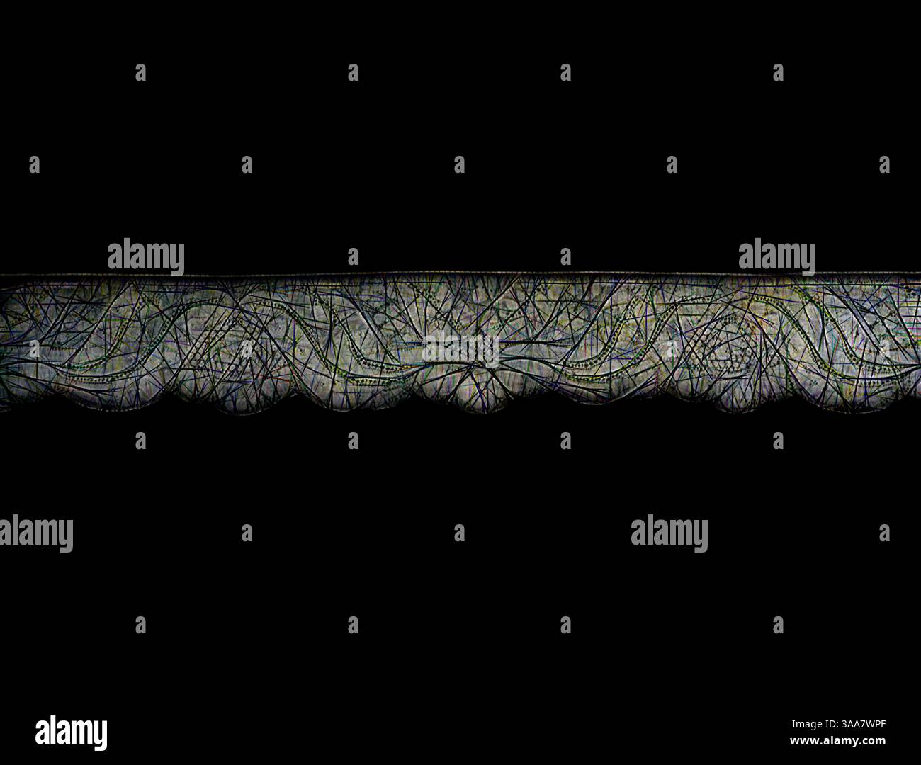 An intricate pattern of interwoven lines and curves creates a ...