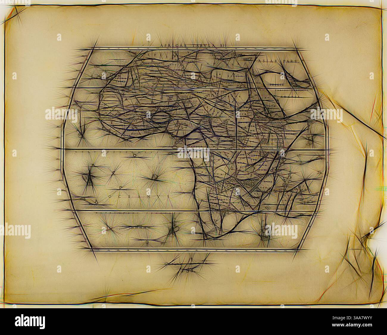 An intricate illustration of the African continent, highlighted by ...