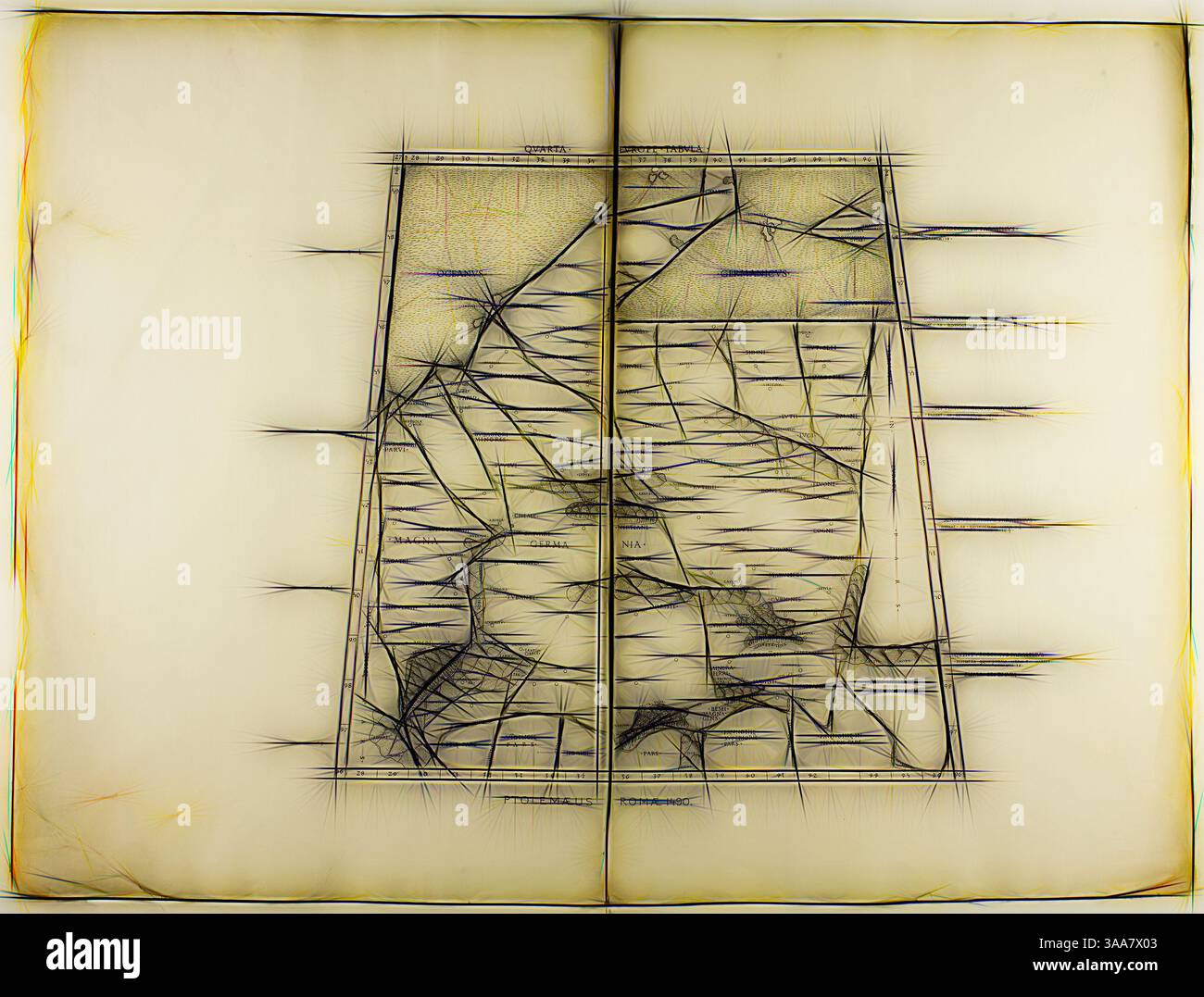 An intricately designed topographic map, showcasing a network of lines ...