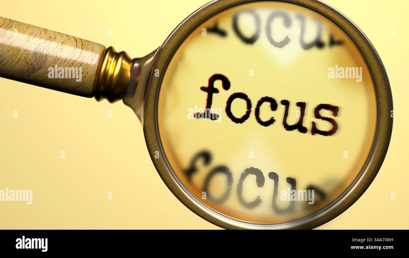 Focus under magnifying glass. Thorough analysis and inspection of focus ...